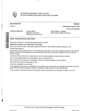 Bgcse maths paper 1, 2012-2015 - BOTSWANA EXAMINATIONS COUNCIL in ...