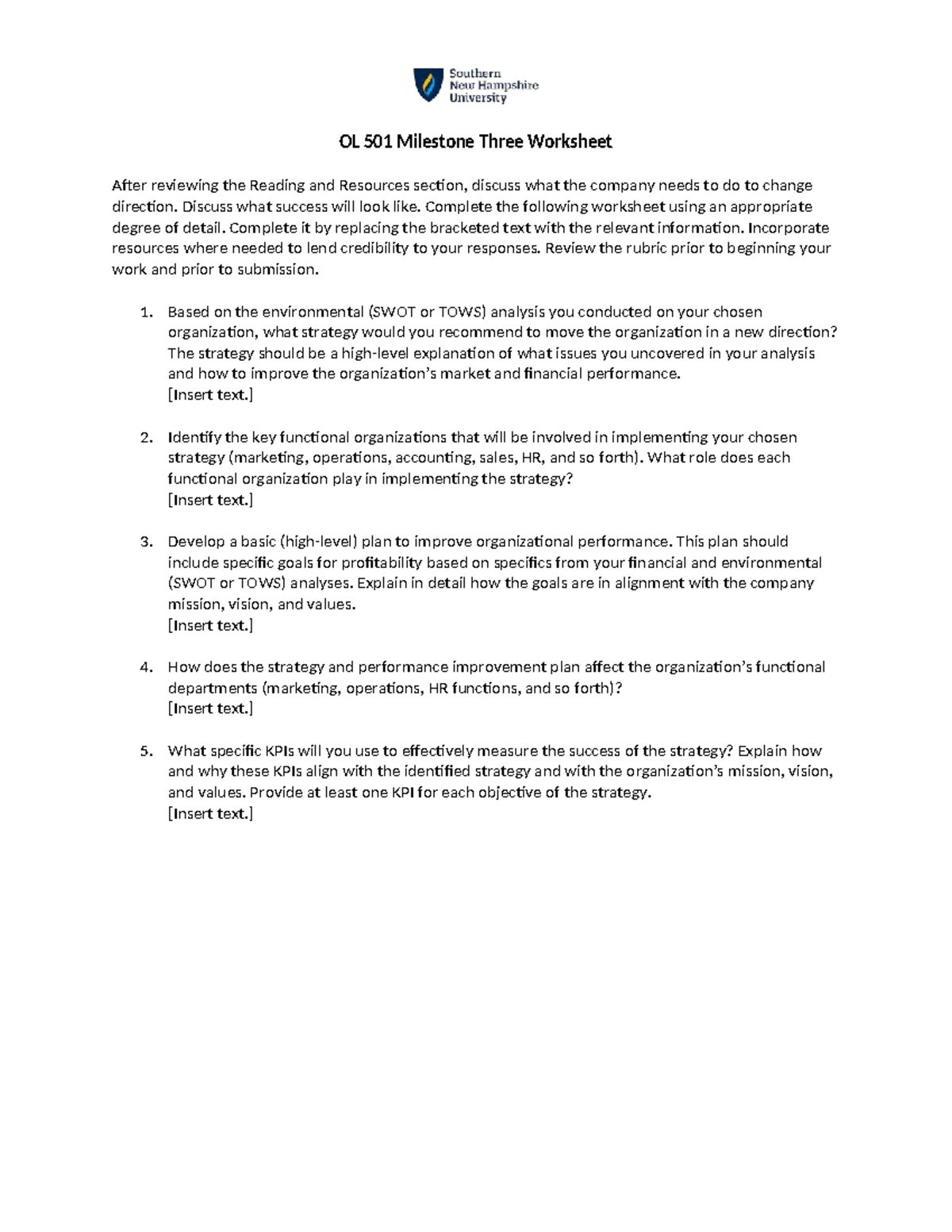 OL 501 Milestone 3 Strategy Implementation Worksheet - Studocu