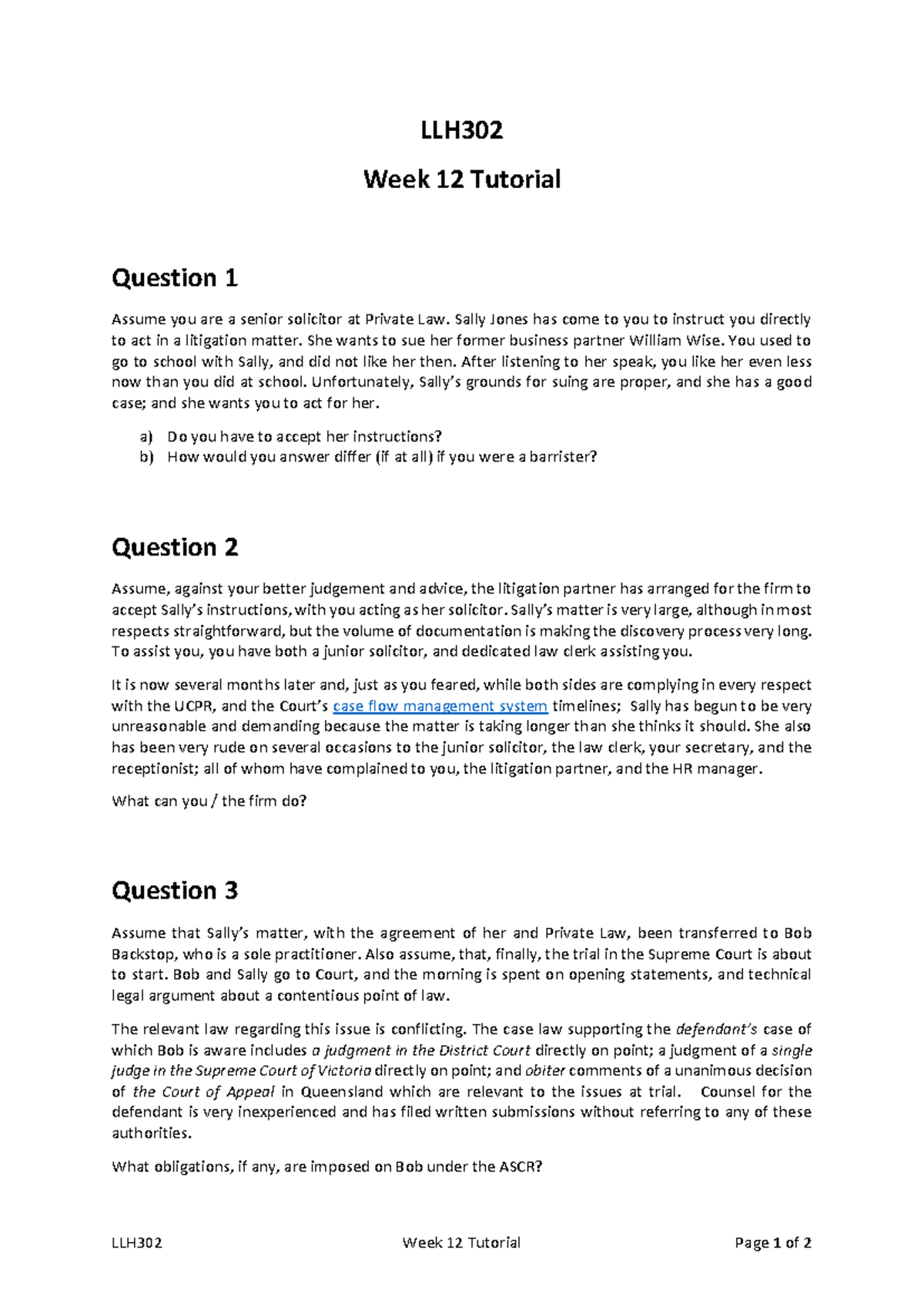 2024 LLH302 Week 12 Tutorial Study Guide and Questions - Studocu