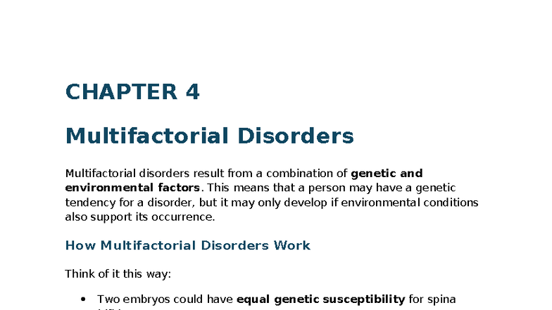 CHAPTER 4 Multifactorial Disorders: Understanding Genetic and ...