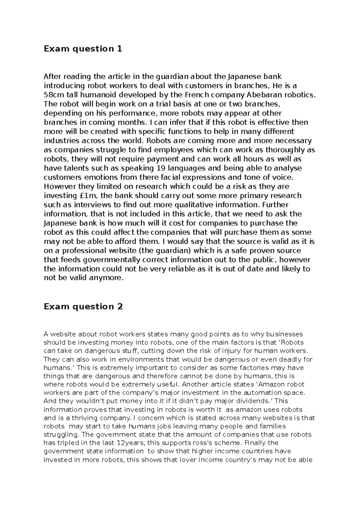 Robot Case Study The Future Of Automated Workers In Banking And