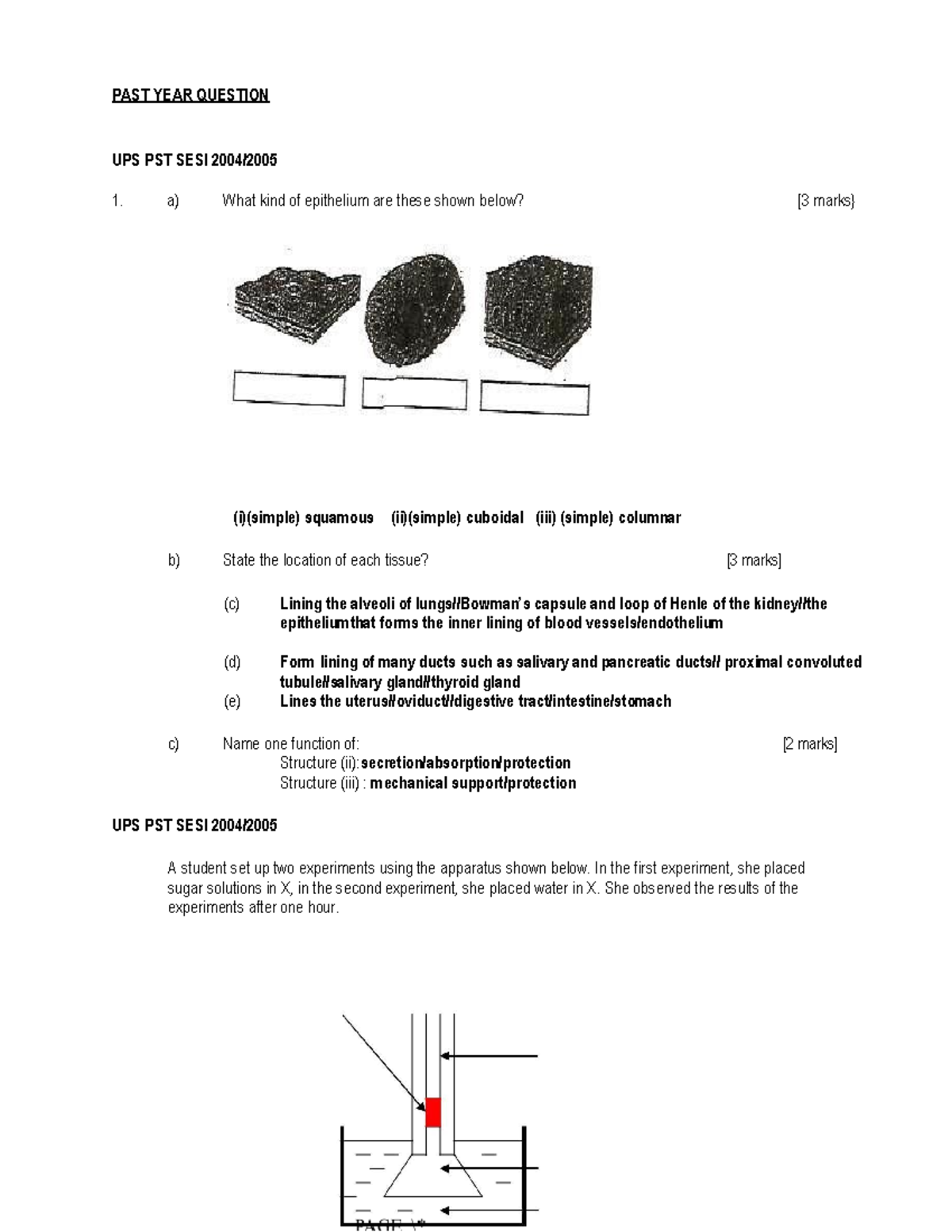 Past Year Questions: UPS PST SESI Biology Exam Review - Studocu