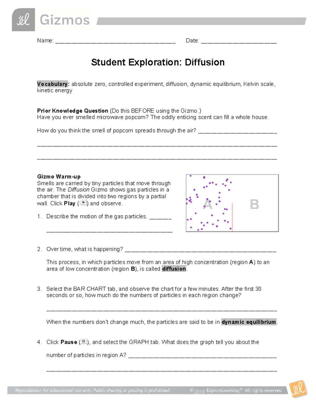 Student Exploration: Diffusion Gizmo - Activity Guide - Studocu