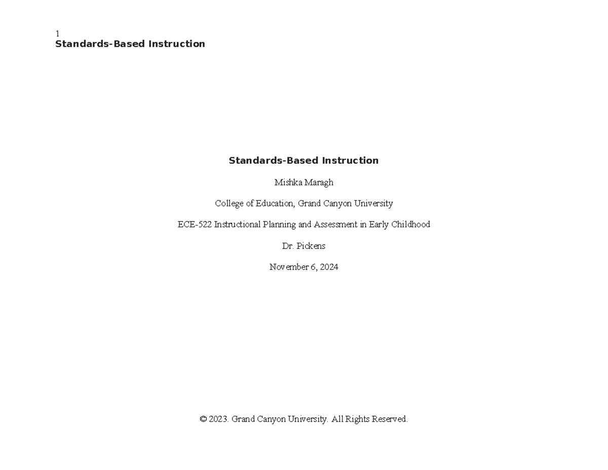 Standards-Based Instruction and Learning Objectives in ECE-522 - Studocu