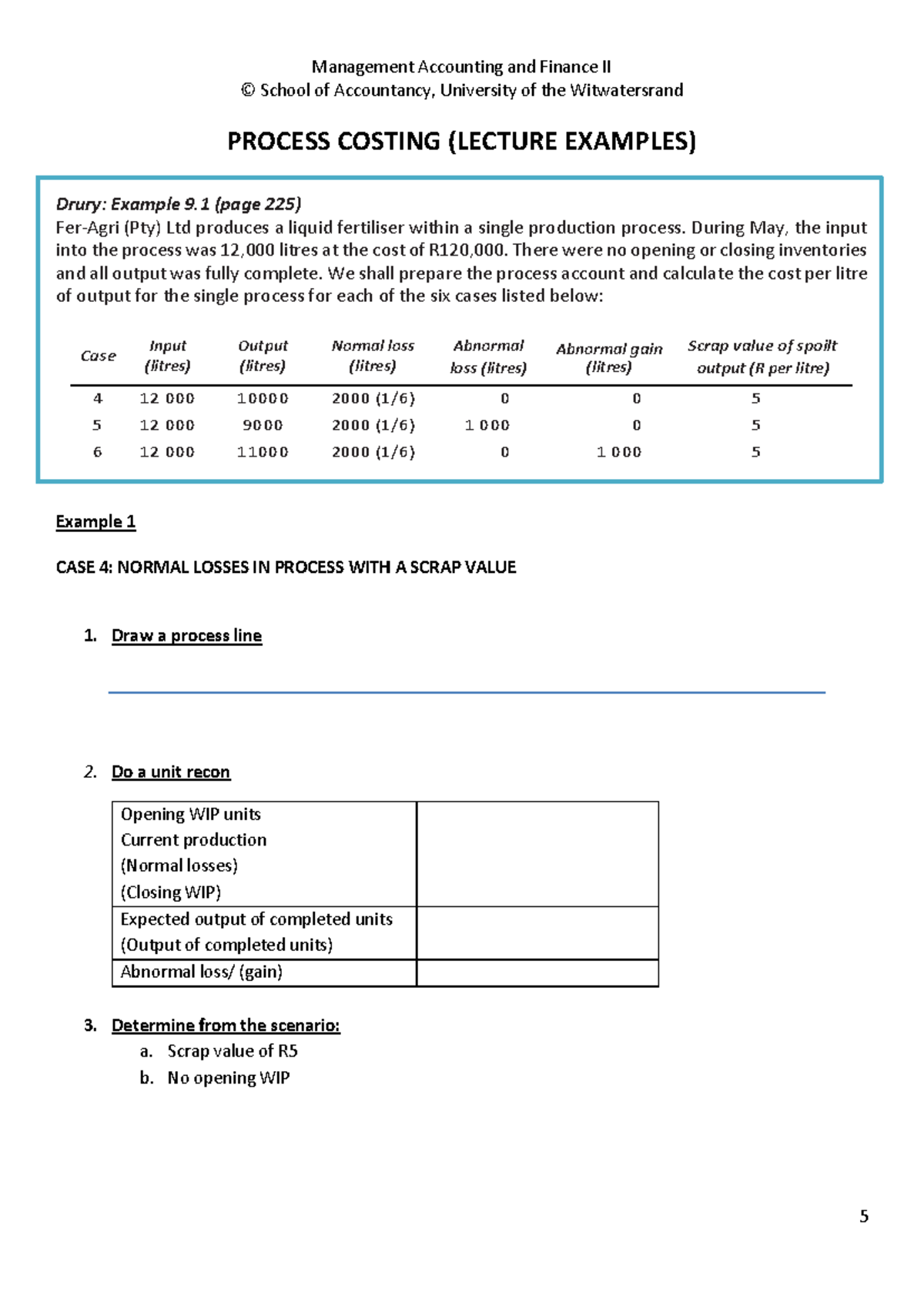 Management Accounting and Finance II: Process Costing Lecture Notes ...