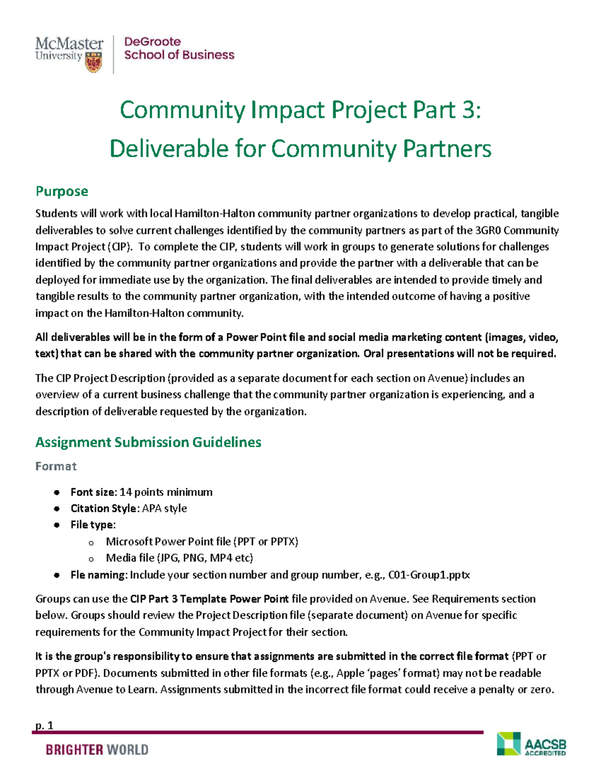 3GR0 - Community Impact Project Part 3: Deliverable Guidelines F25 ...