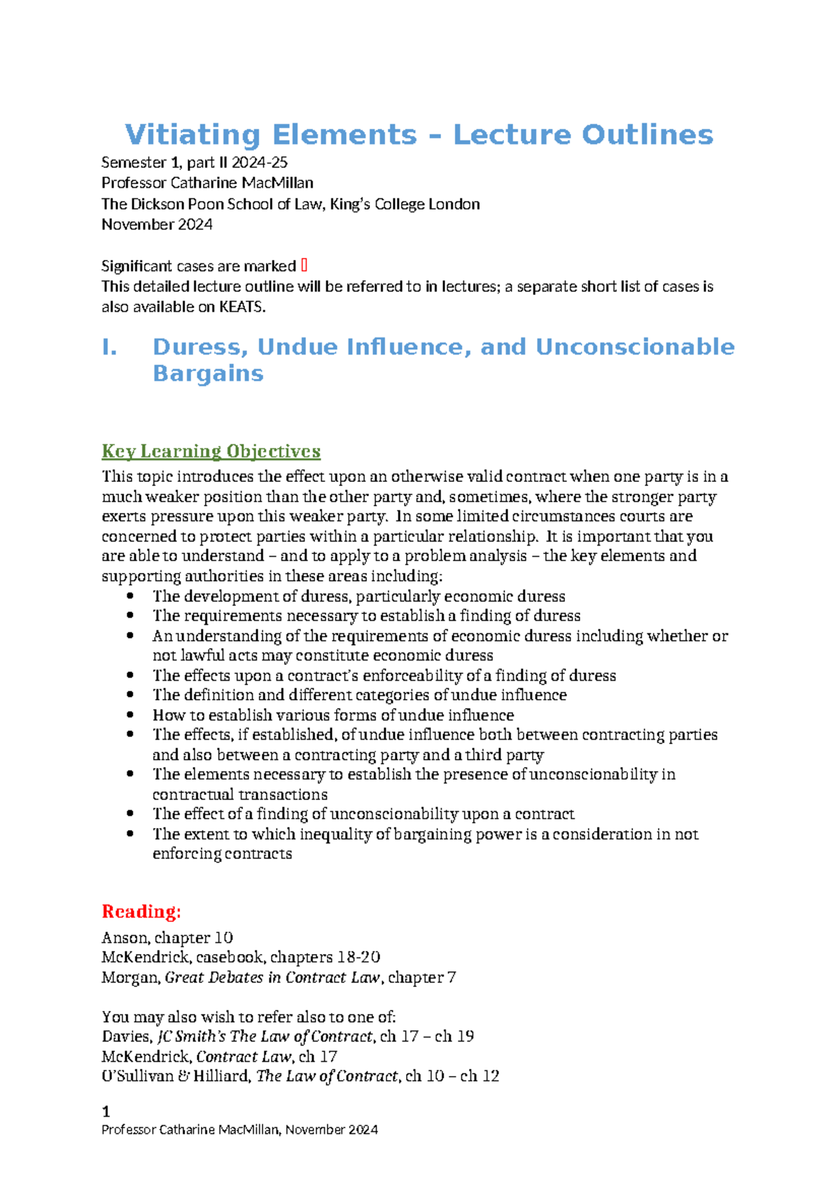 Vitiating Elements - lecture outline 2024-25 - Vitiating Elements ...