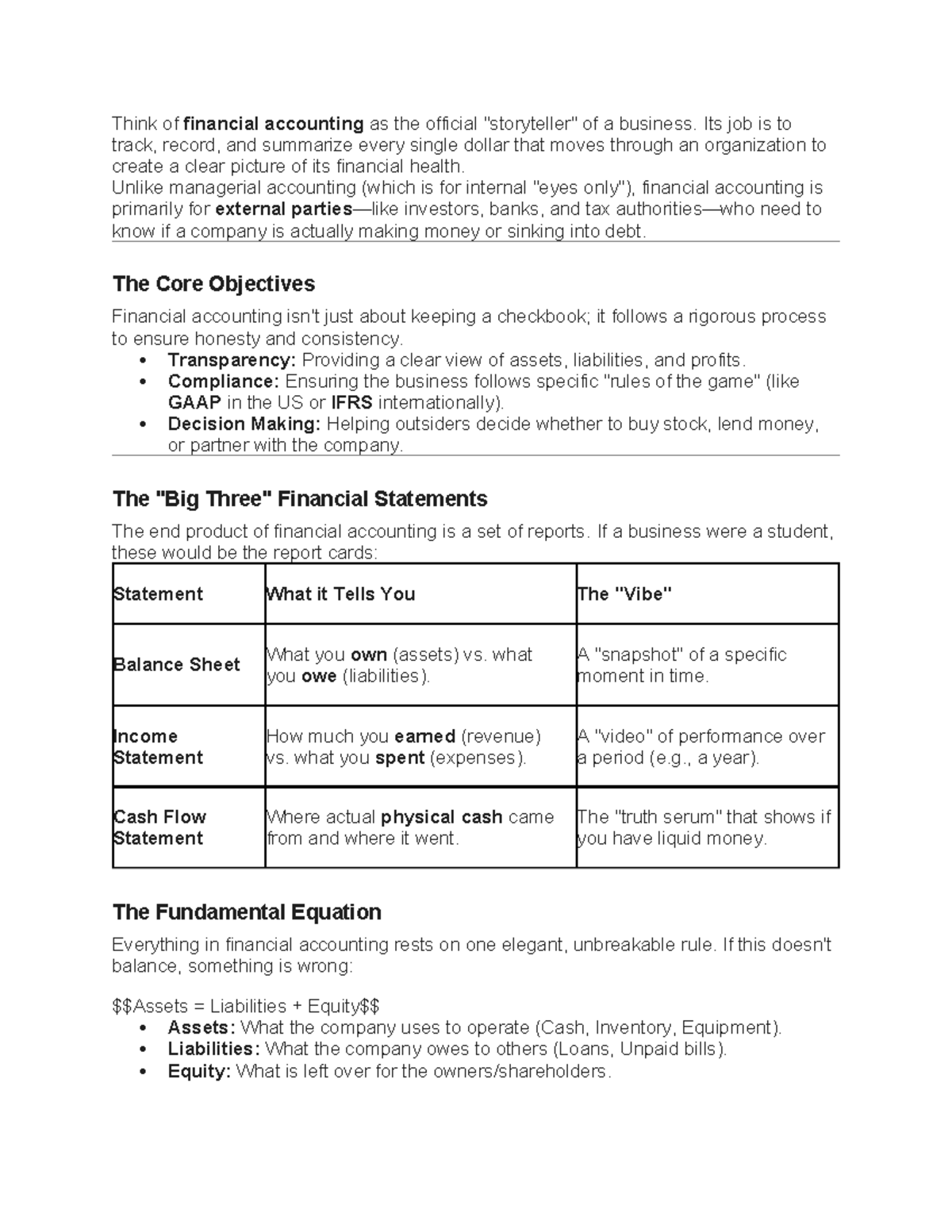 Financial Accounting - Ch 2: Introduction to Core Concepts - Studocu