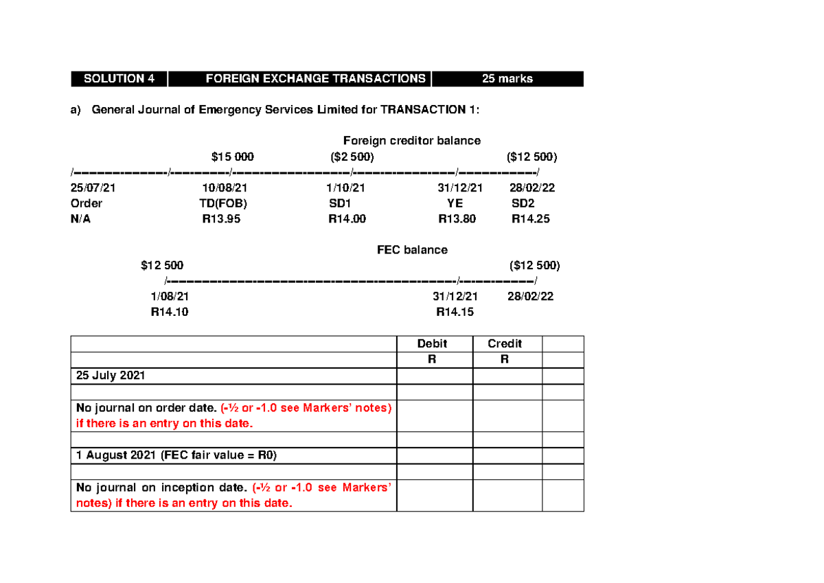 IAS 21 - Solution 4: Foreign Exchange Transactions for Emergency ...