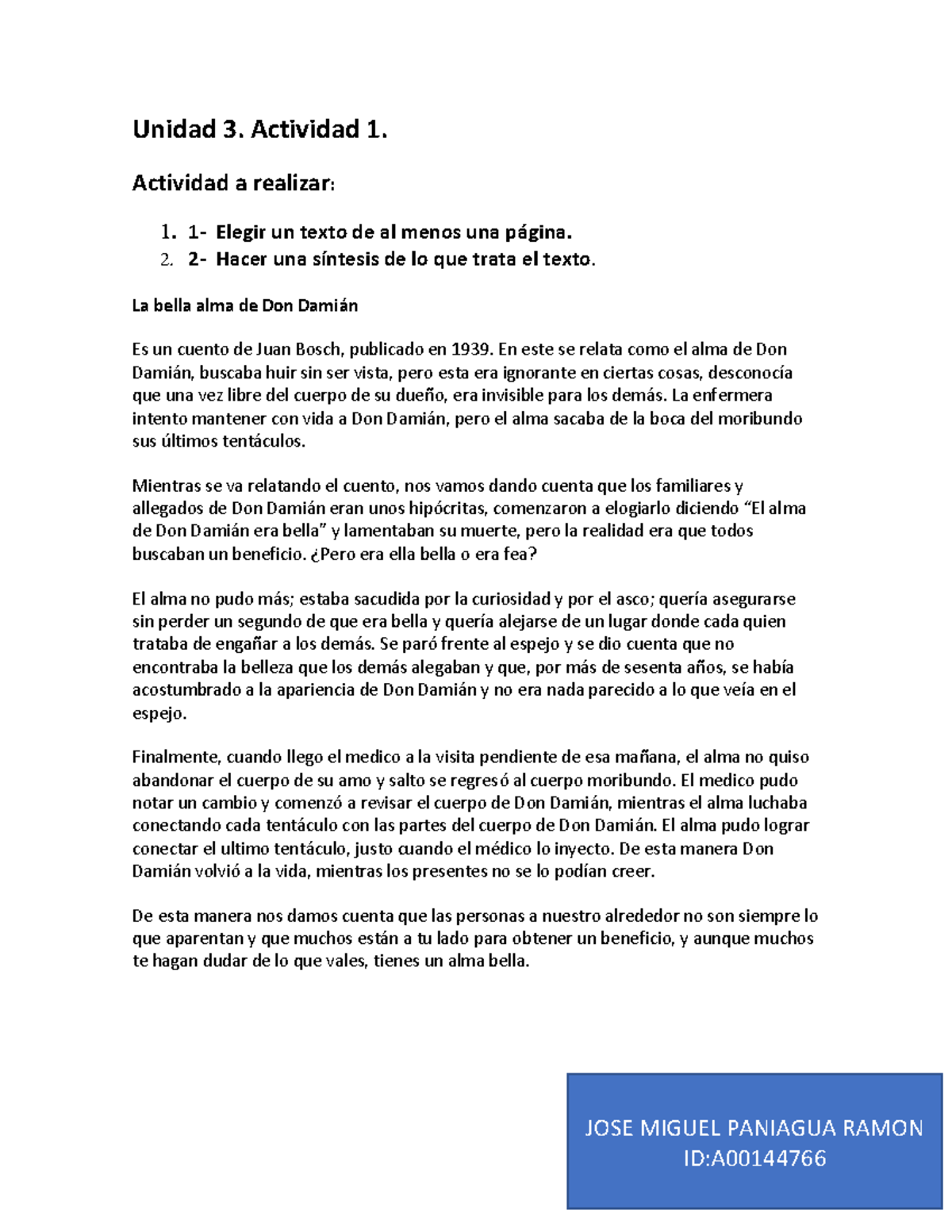 Unidad 3. Actividad 1. Lengua Española - Unidad 3. Actividad 1 ...
