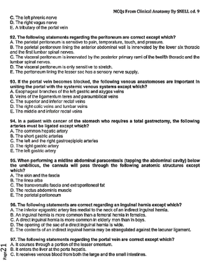 Nursing 955 quiz 11 - Xbxj - MCQs From Clinical Anatomy SNELL ed. 9 C ...