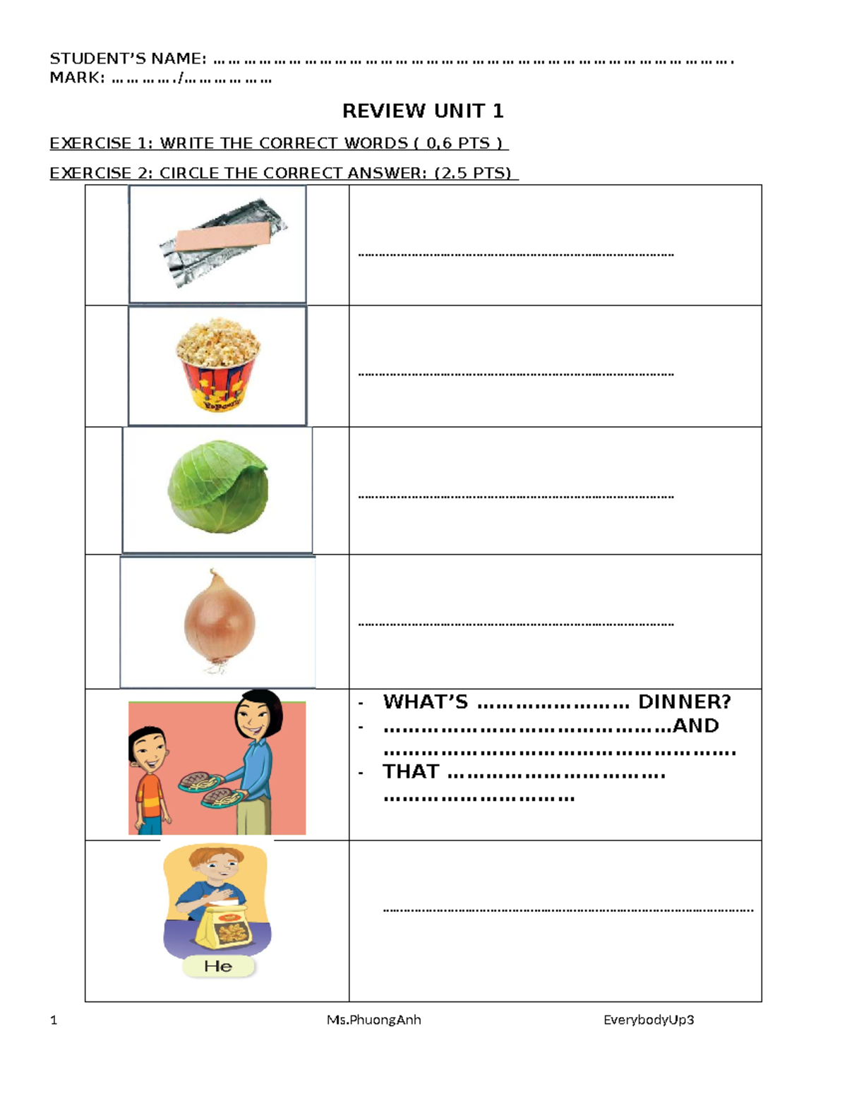 Everybody Up 3: Unit 1 Review Exercises and Homework - Studocu