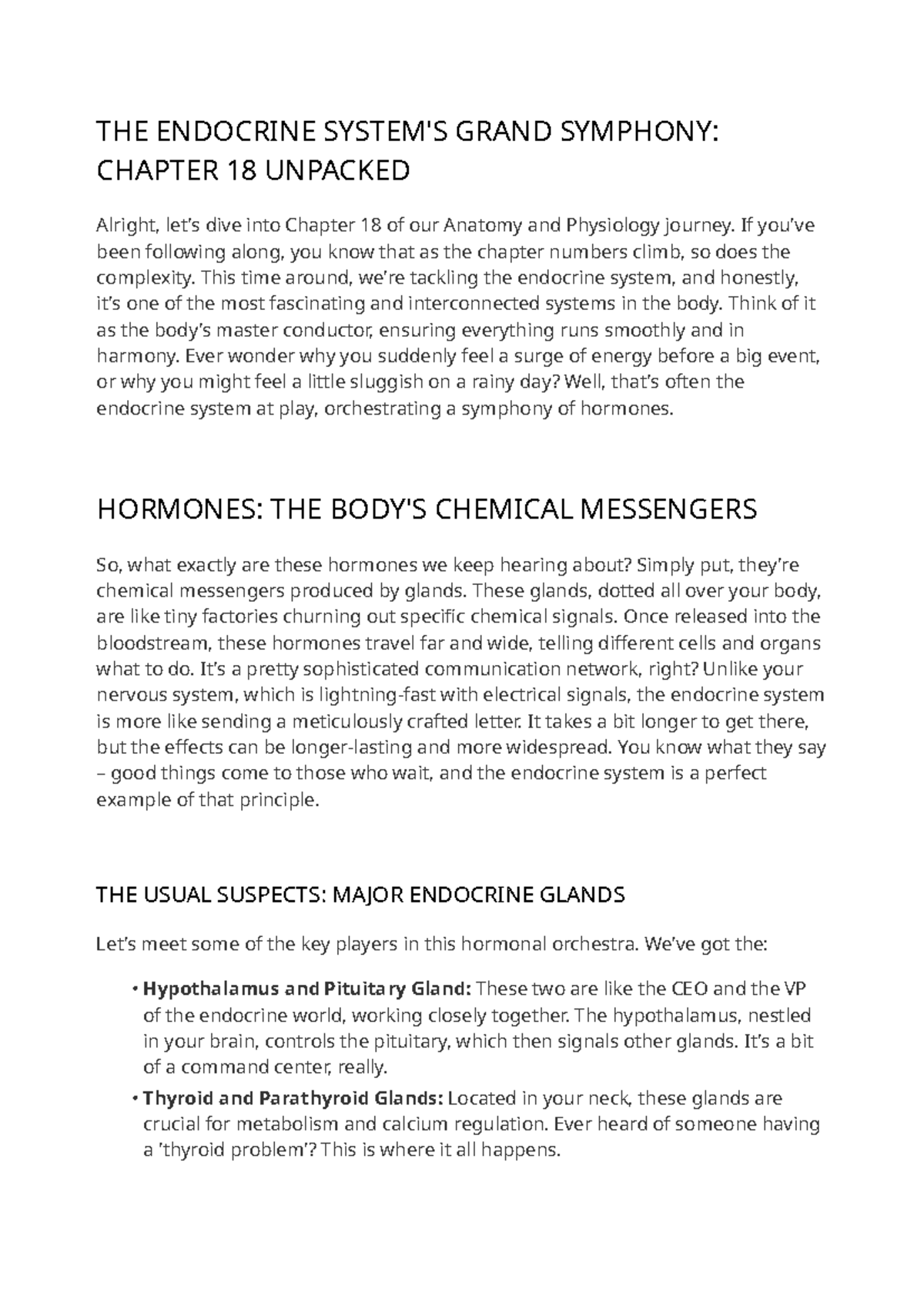 Anatomy & Physiology: Chapter 18 Endocrine System Overview - Studocu