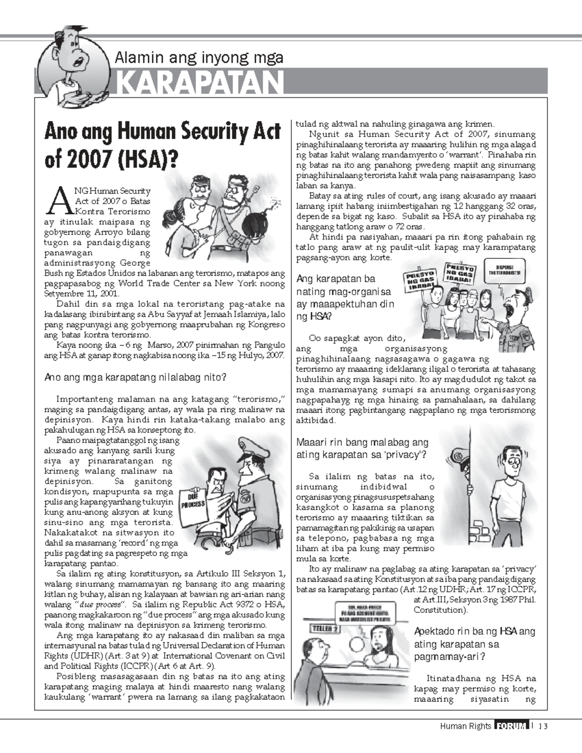 Alamin ang Inyong mga Karapatan: Pagsusuri sa Human Security Act of ...