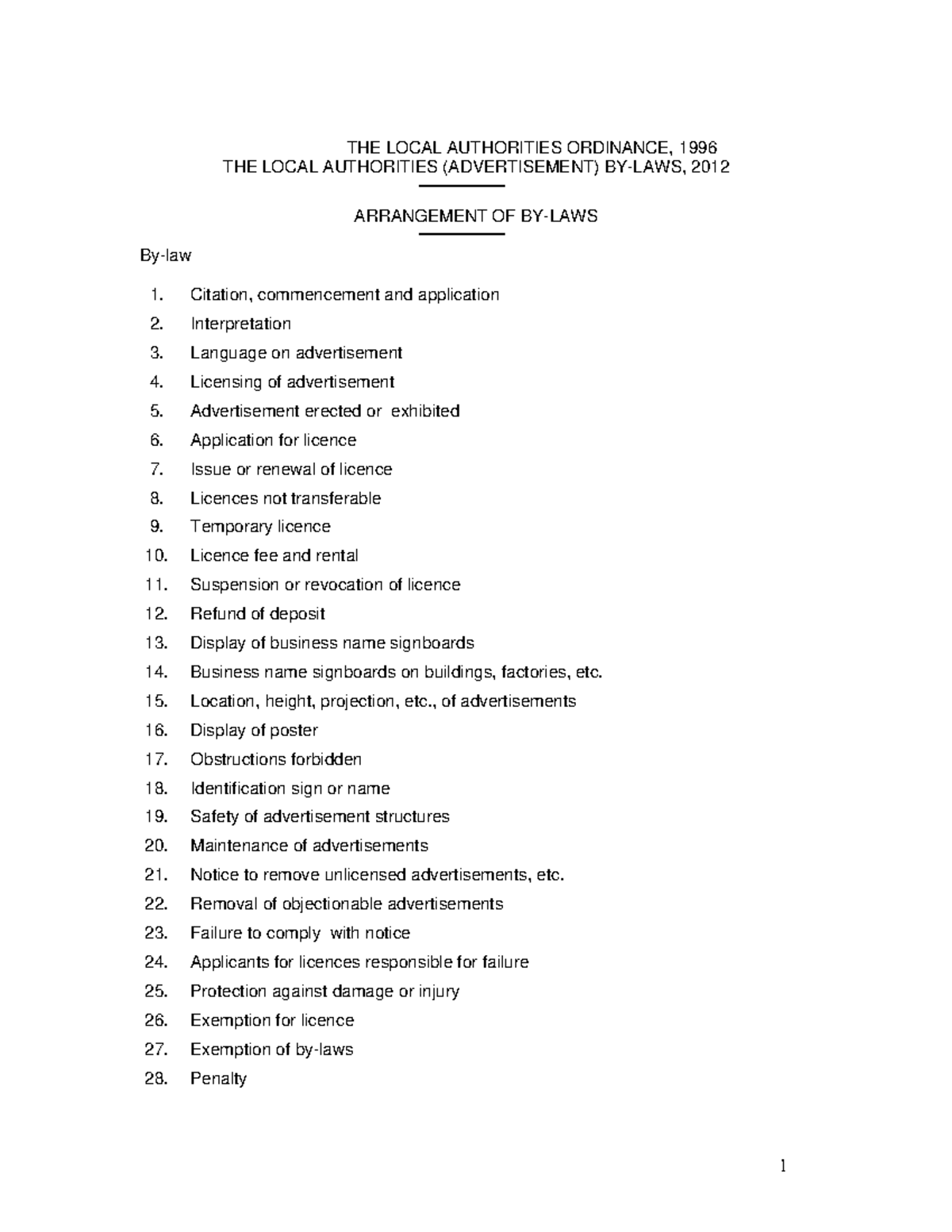 Local Authorities Advertisement By-Laws Overview (2012) - Studocu