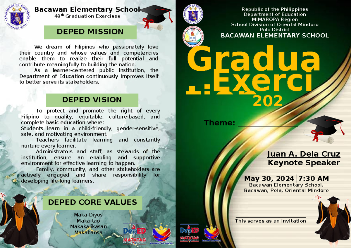 NEWW- Green- Graduation Program- Invitation - ####### Republic of the ...