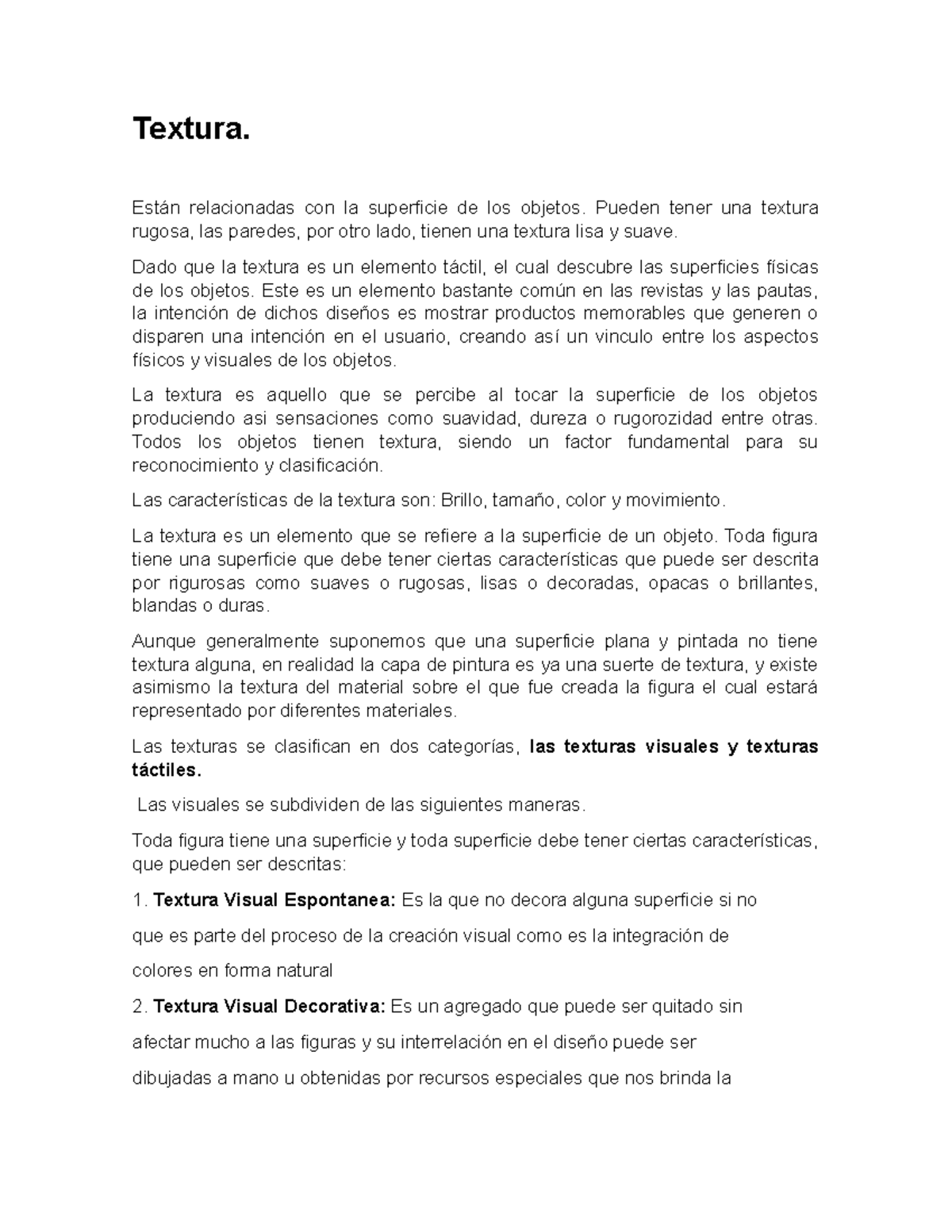 Textura de Objetos: Tipos y Características Detalladas - Studocu