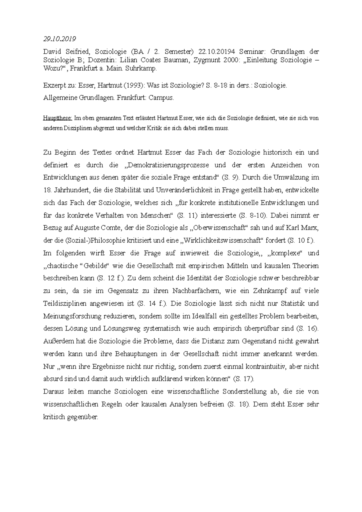 Esser Was ist Soziologie Seifried - 29. David Seifried, Soziologie (BA ...