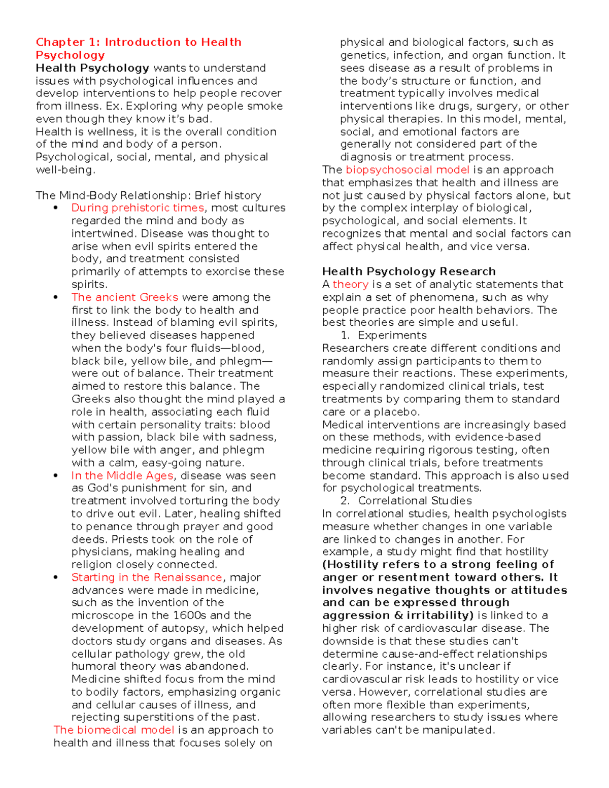 Chap 1-2, Health Psych - Chapter 1: Introduction to Health Psychology ...