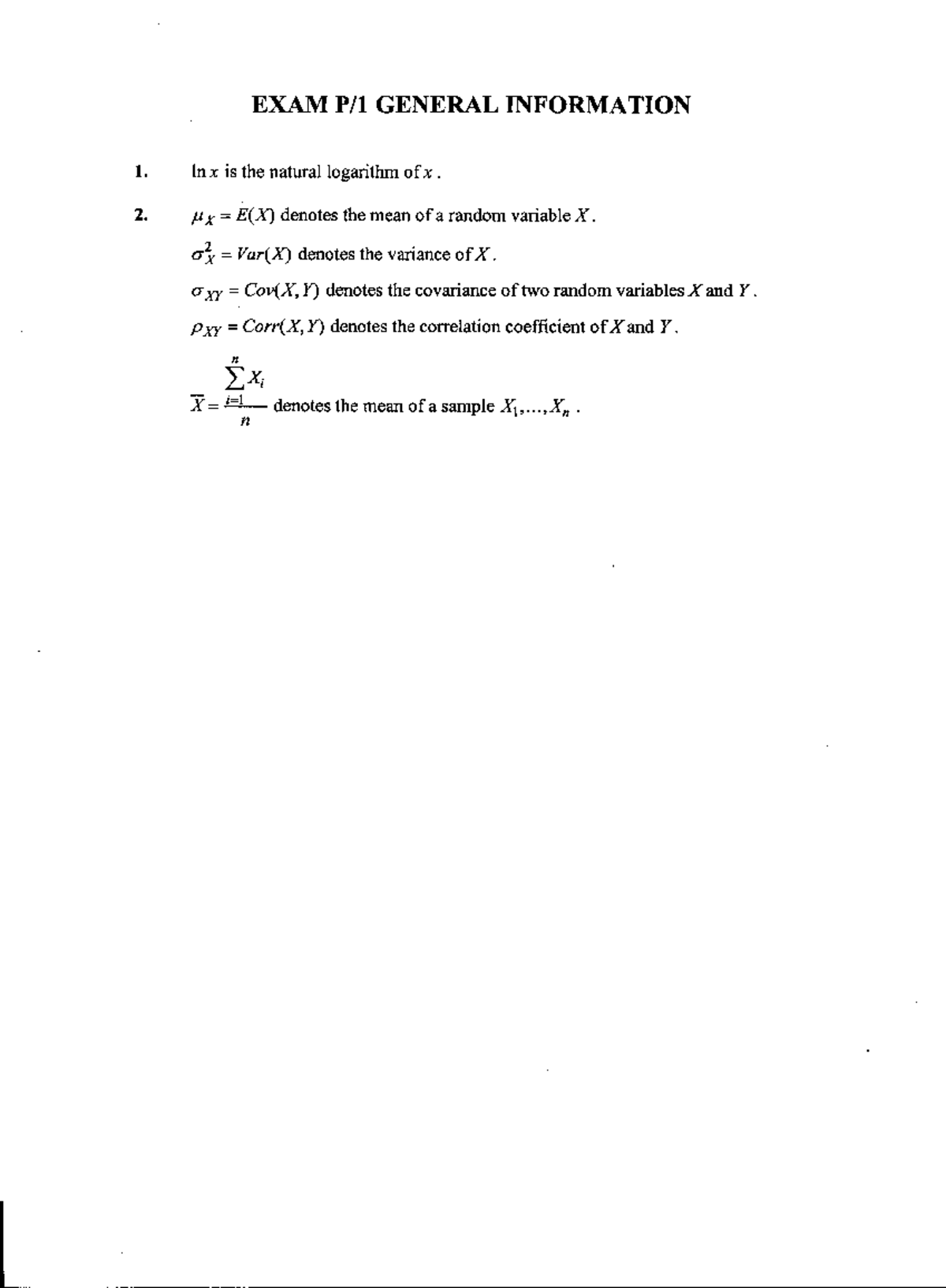 P-05-05 Exam P General Information and Key Formulas - Studocu