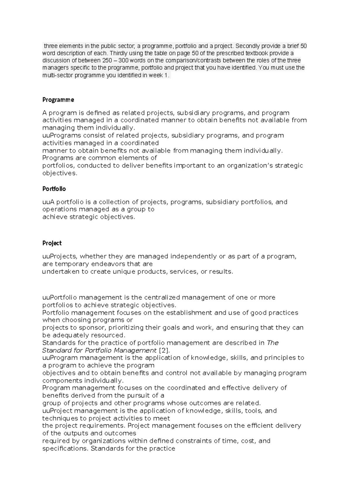 Week 2 Assignment 2 - Programme Management: Exploring Projects ...