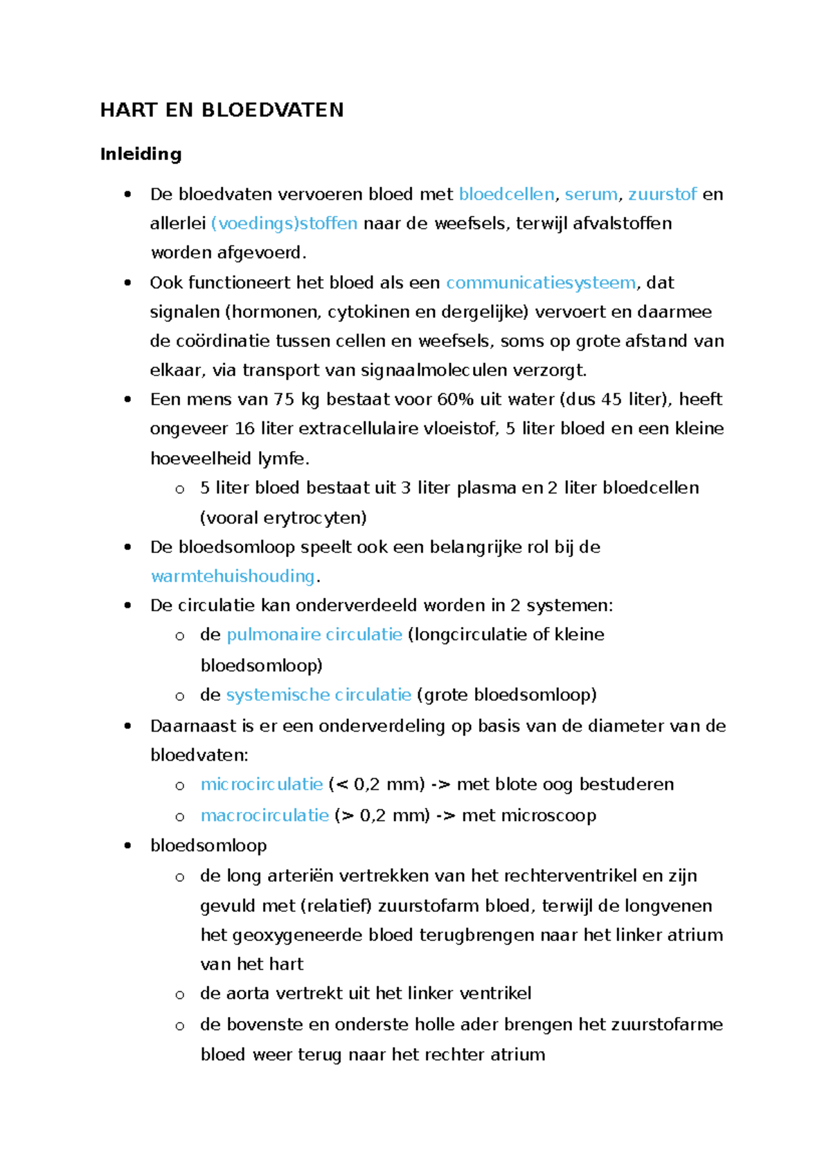 Histologie van het Hart en Bloedvaten: Inleiding en Functies - Studocu
