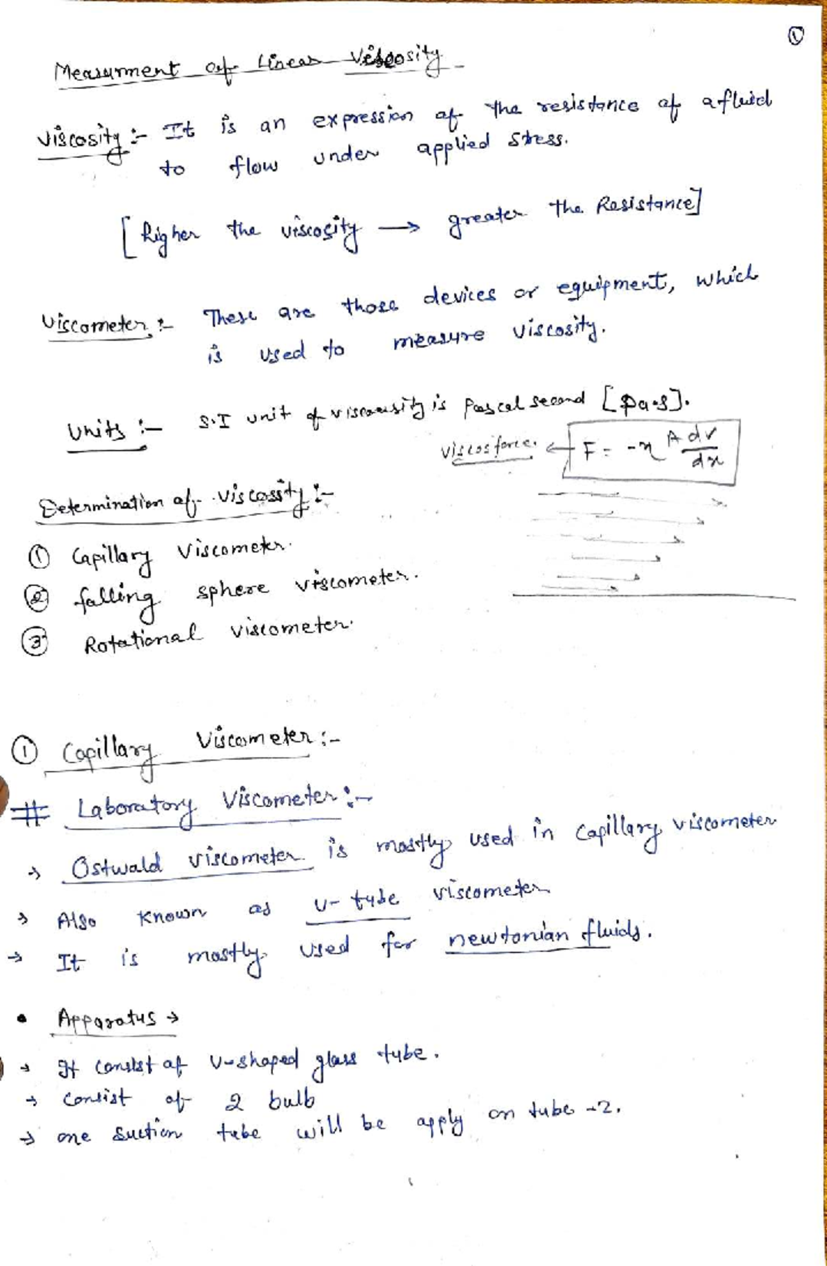 Measurement of Linear Viscosity and Density - Unit 5th IMI - Studocu