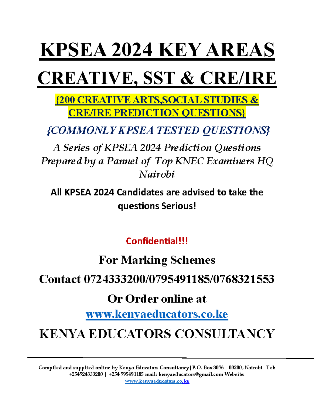 KPSEA 2024 Commonly Tested Questions in Creative Arts, SST & CRE/IRE ...