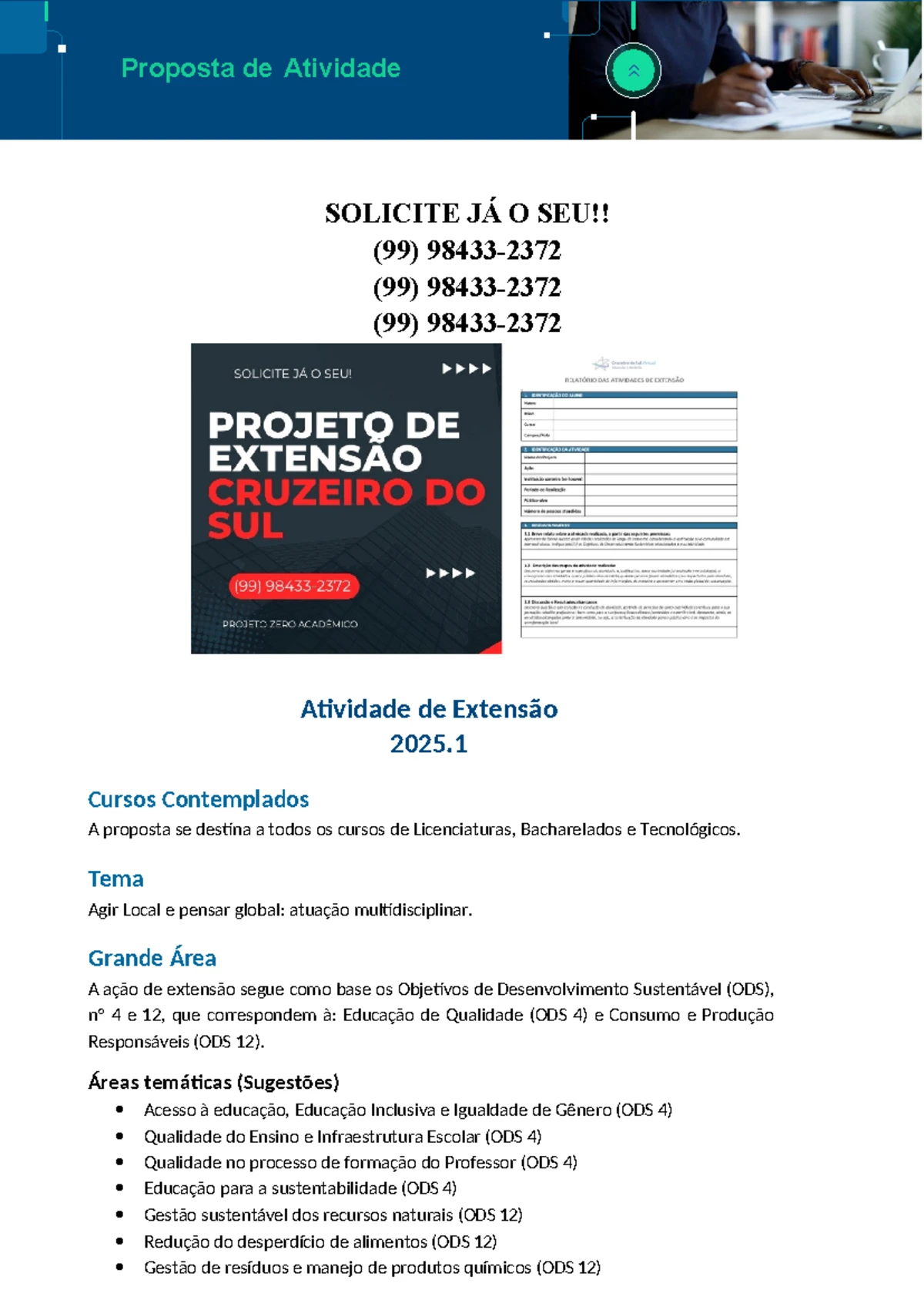 Atividades de Extensão em Sustentabilidade: ODS 4 e 12 para Cursos Diversos - Studocu
