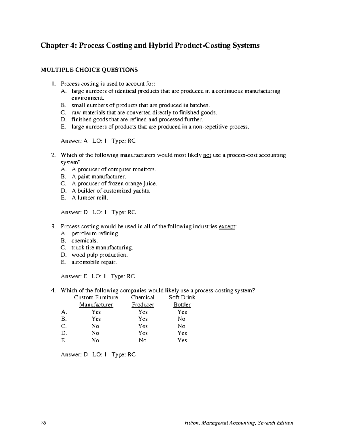 Chapter 04: Process Costing & Hybrid Product Costing Systems Review ...