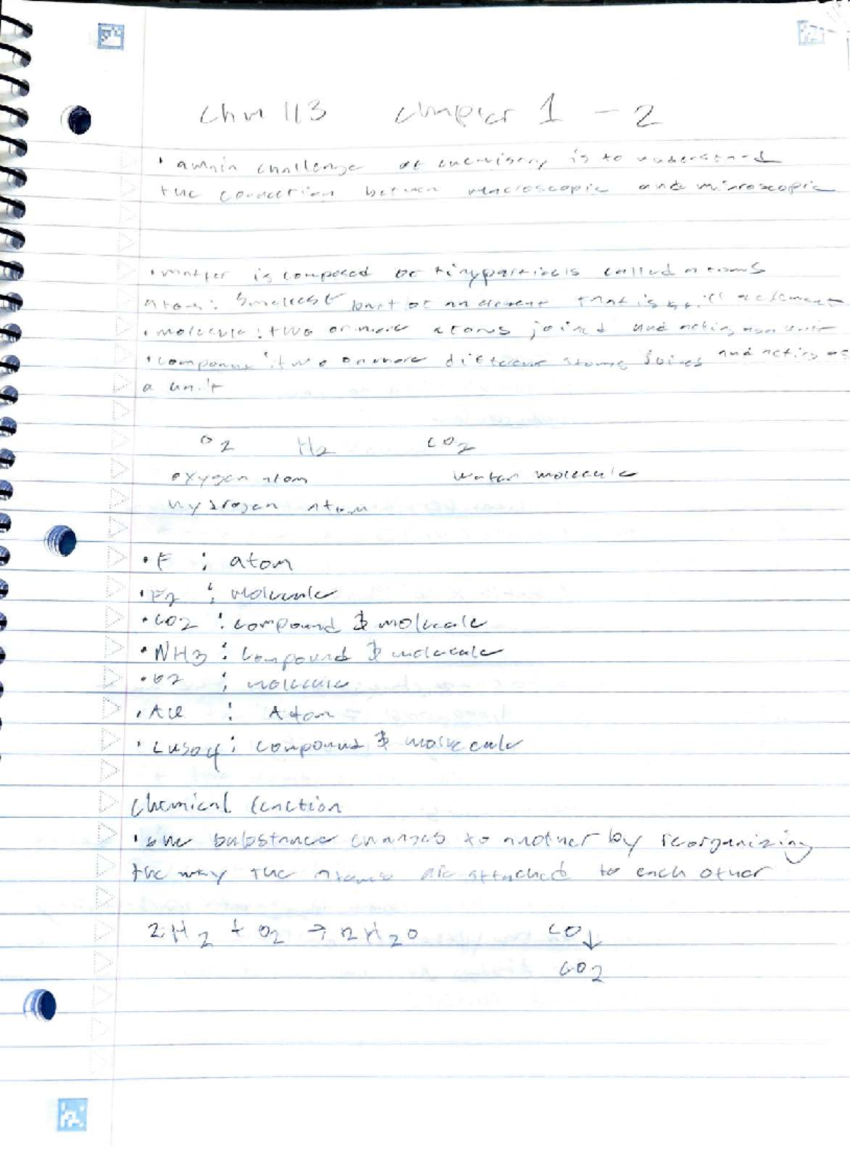 Chm 113 Chapter 1: Understanding Atoms and Molecules in Chemistry - Studocu