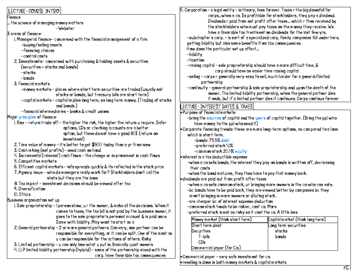 LECTURE: FINANCE 101 - Managing Money & Key Principles (Module 1) - Studocu