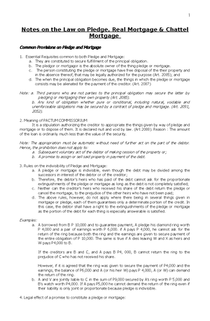 Notes on Chattel Mortgage Law - THE CHATTEL MORTGAGE LAW Act No. 1508 ...