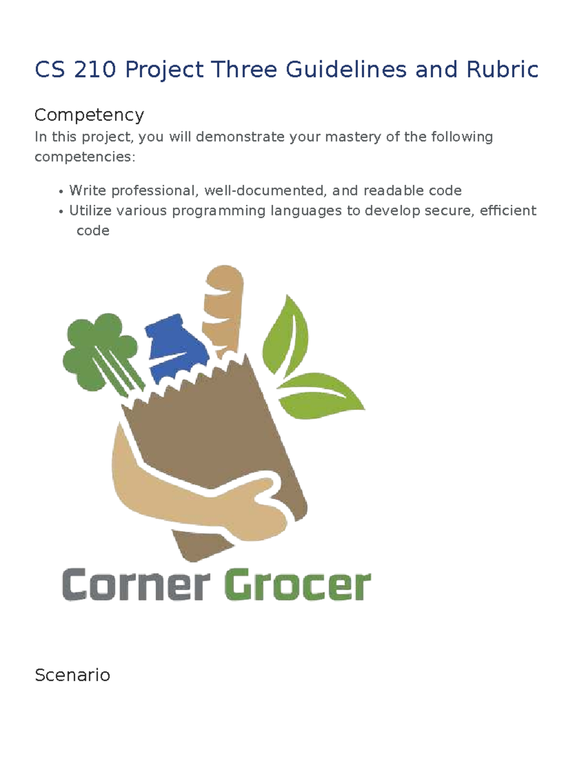 CS 210 Project 3: Guidelines & Rubric for Corner Grocer Program - Studocu