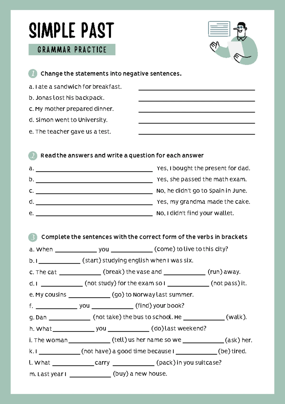 Simple Past Grammar Worksheet (ENG 101) - Studocu