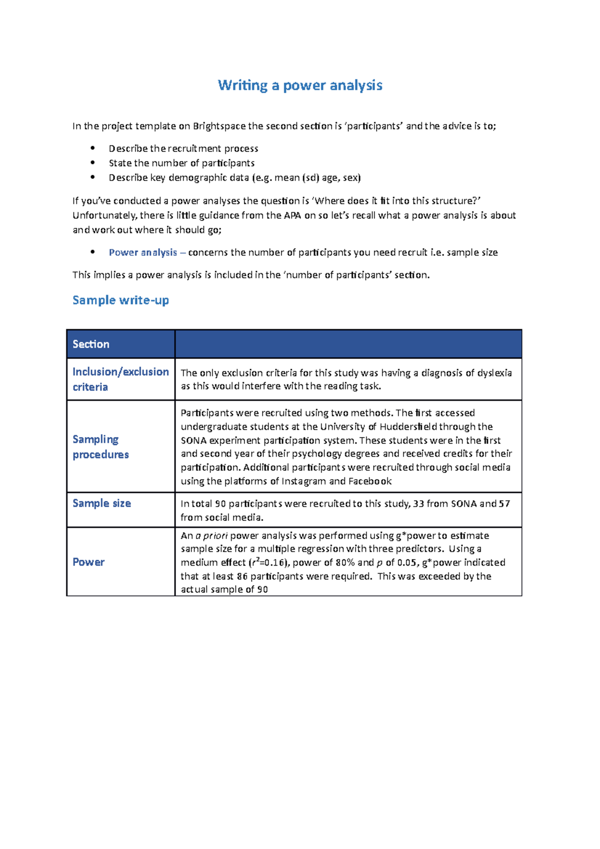 3 Writing-UP - Power analysis - Writing a power analysis In the project ...