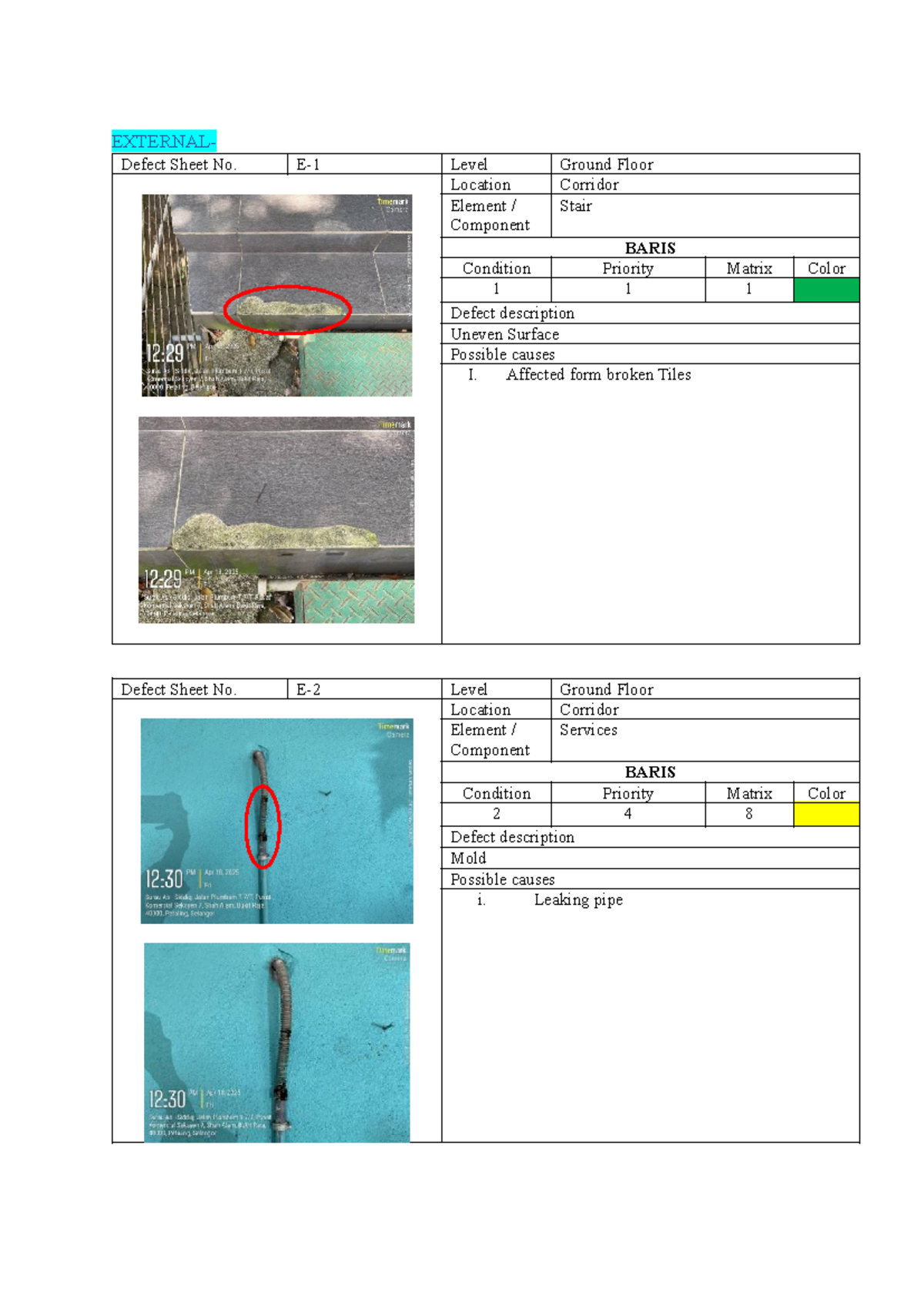 BSR555 Ground Floor Corridor Defect Sheet Analysis and Findings - Studocu