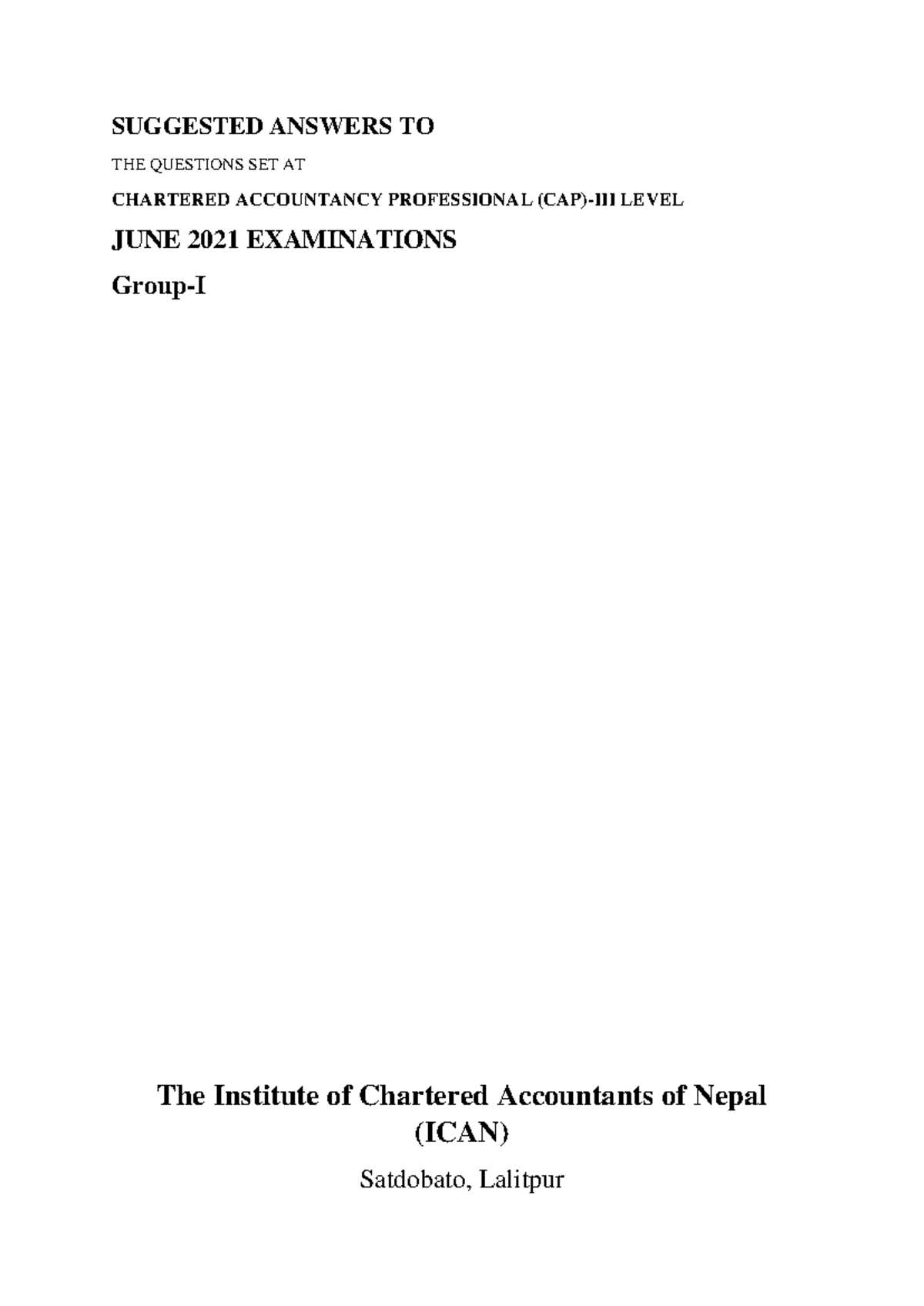 Best Suggested Answers for Chartered Accountancy Professional Level ...