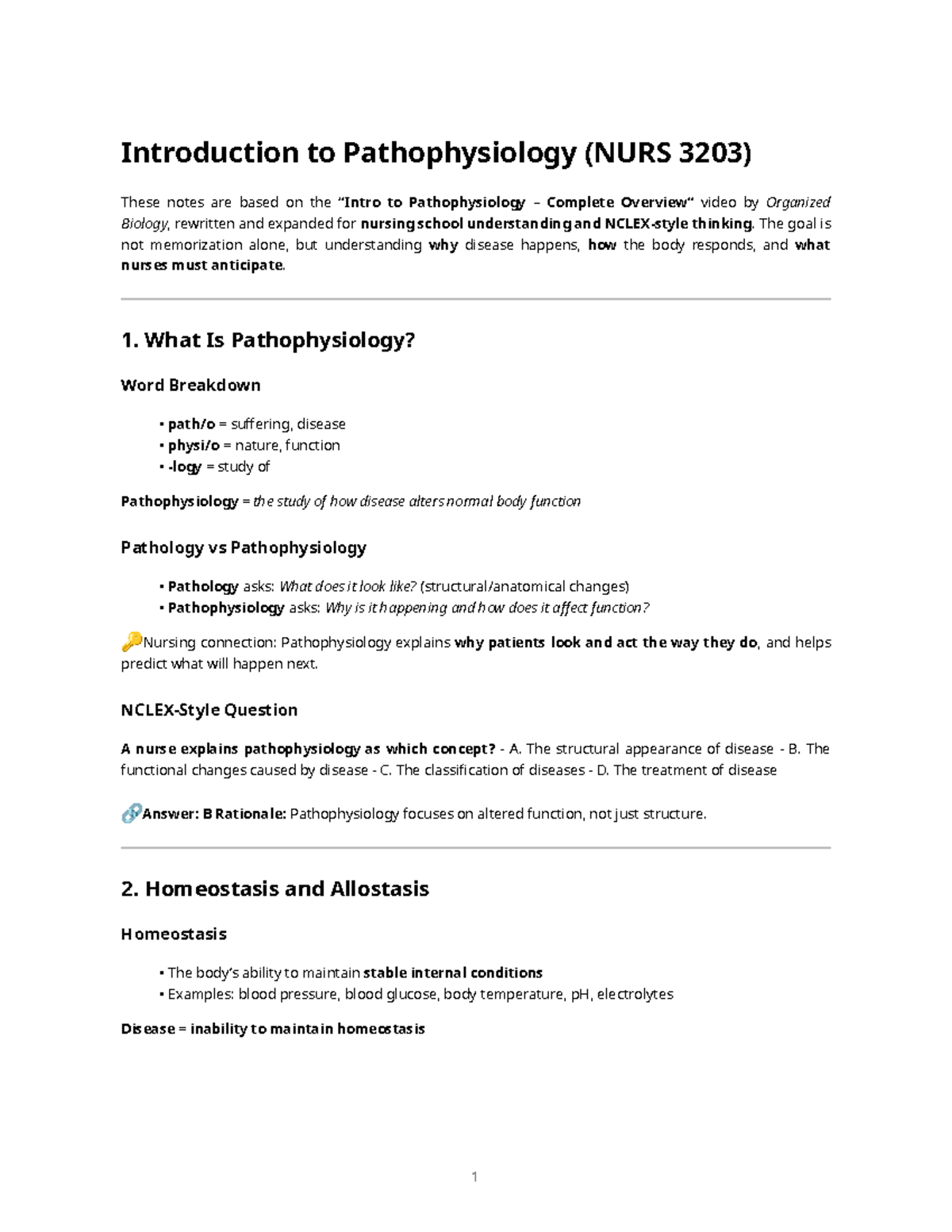 Intro to Pathophysiology (NURS 3203) - Nursing Insights & Concepts ...