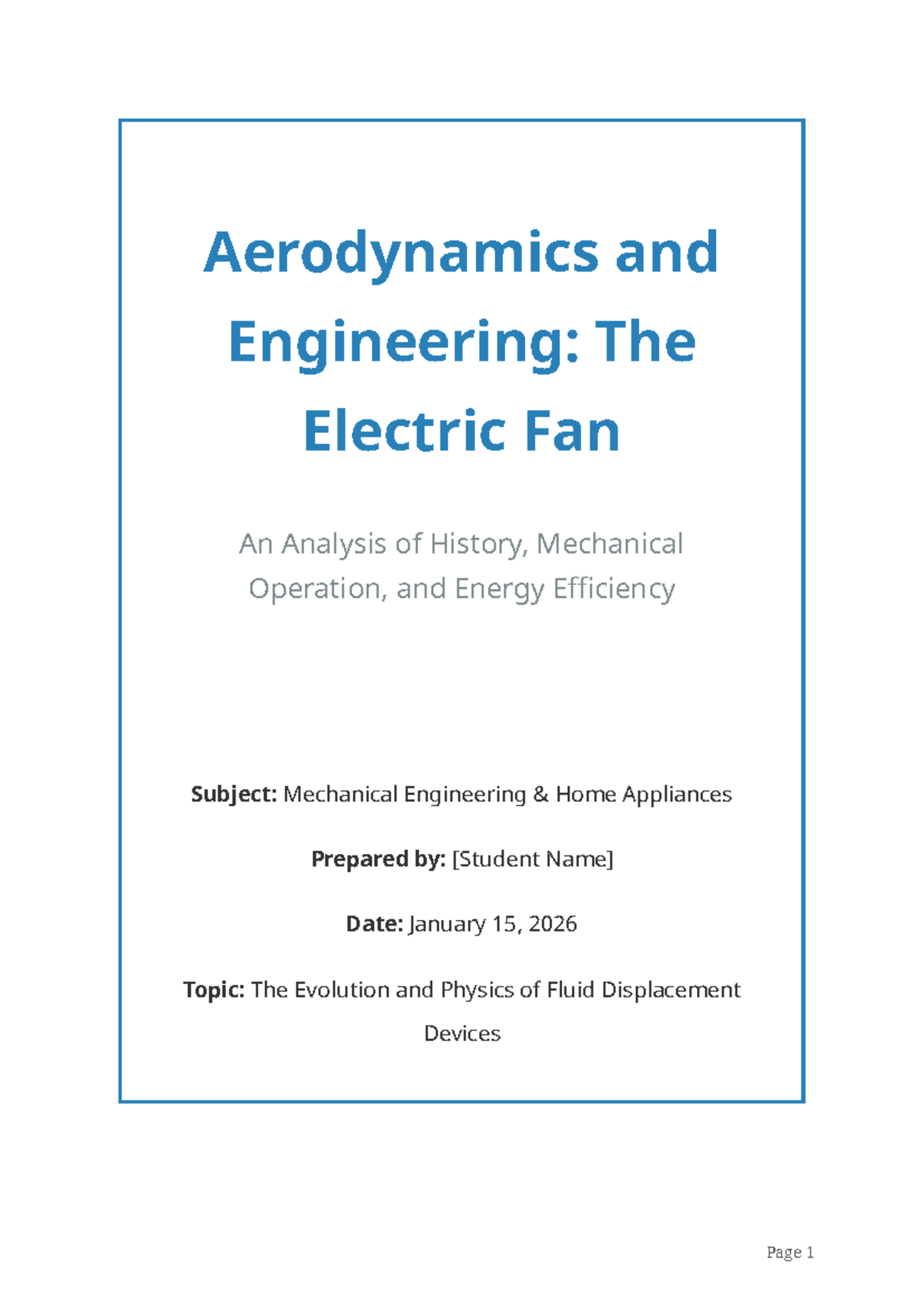 ME 2FS7: Analysis of Electric Fans - History, Operation & Efficiency ...