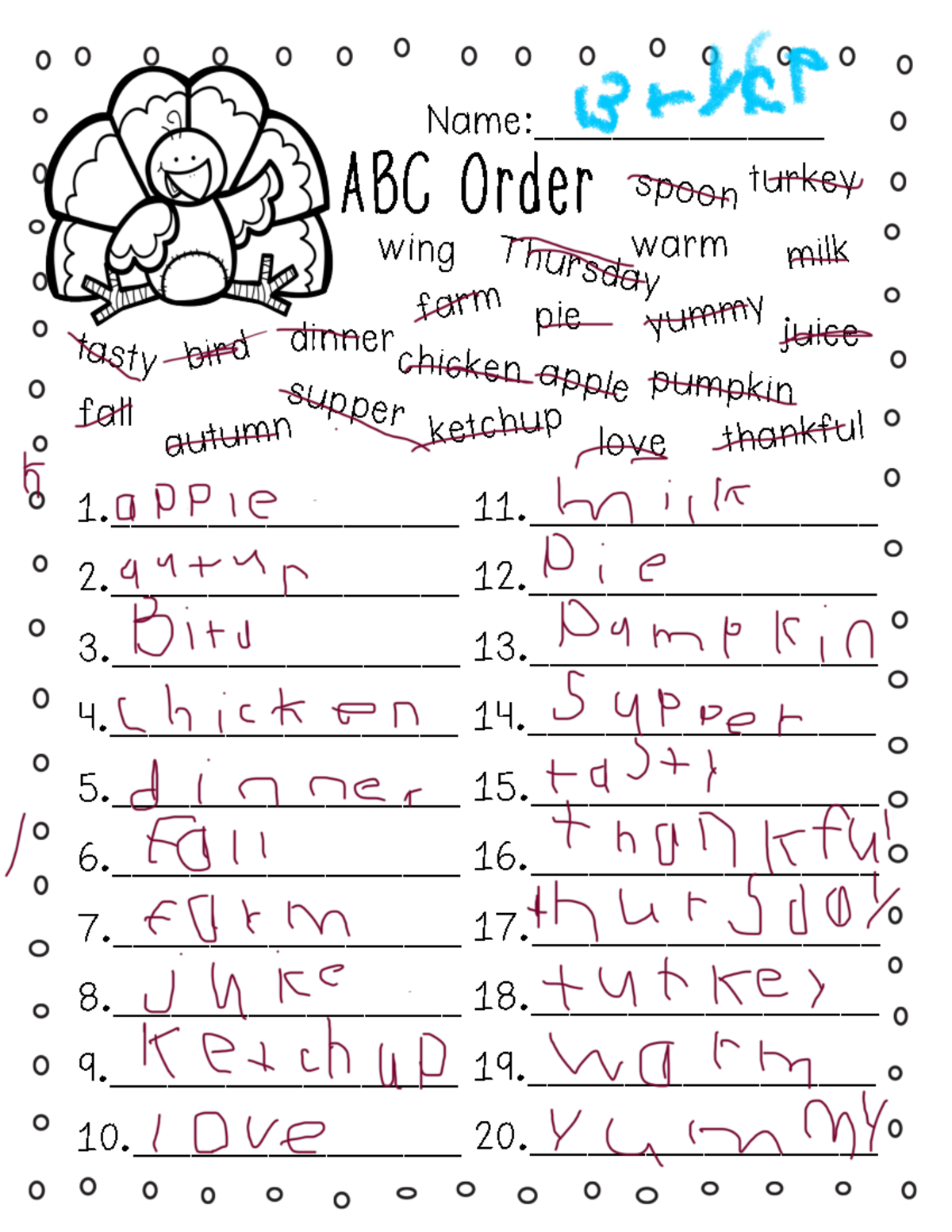ABC order Thanksgiving - ABC Order yummy pumpkin Thursday apple farm ...