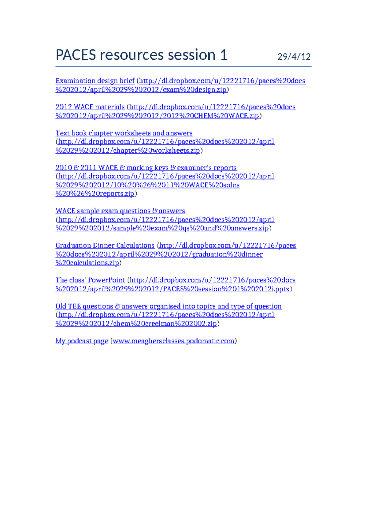 Paces resources session 1 29 - PACES resources session 1 29/4 ...