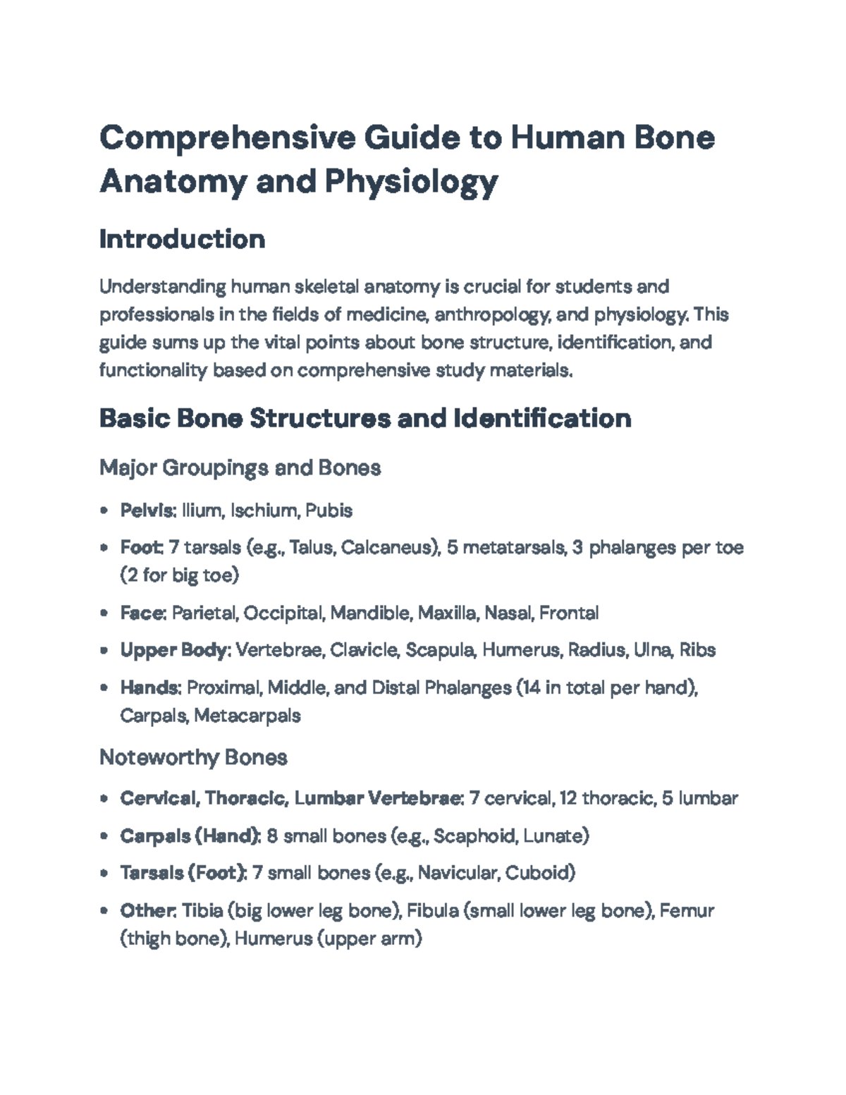 Comprehensive Guide to Human Bone Anatomy and Physiology ...