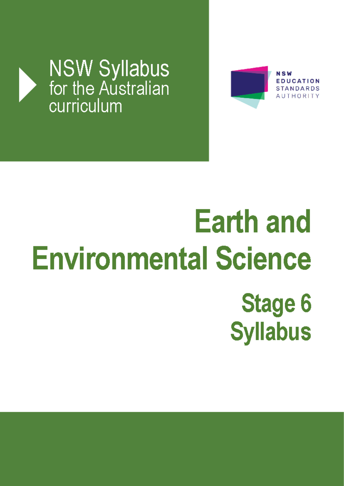 Earth and Environmental Science Stage 6 Syllabus (NESA 2017) Overview ...