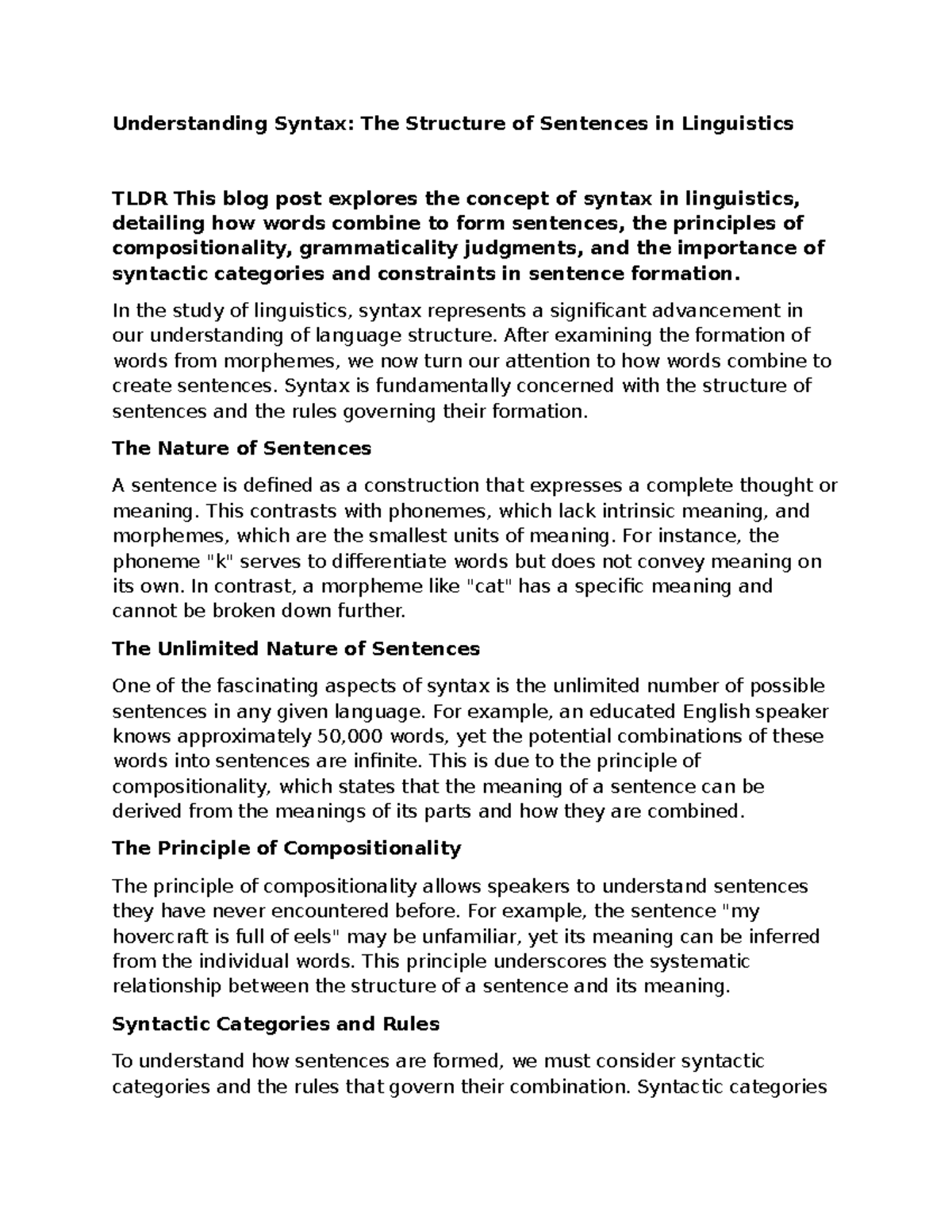 Syntactical Structures Understanding Syntax The Structure Of Sentences In Linguistics Tldr