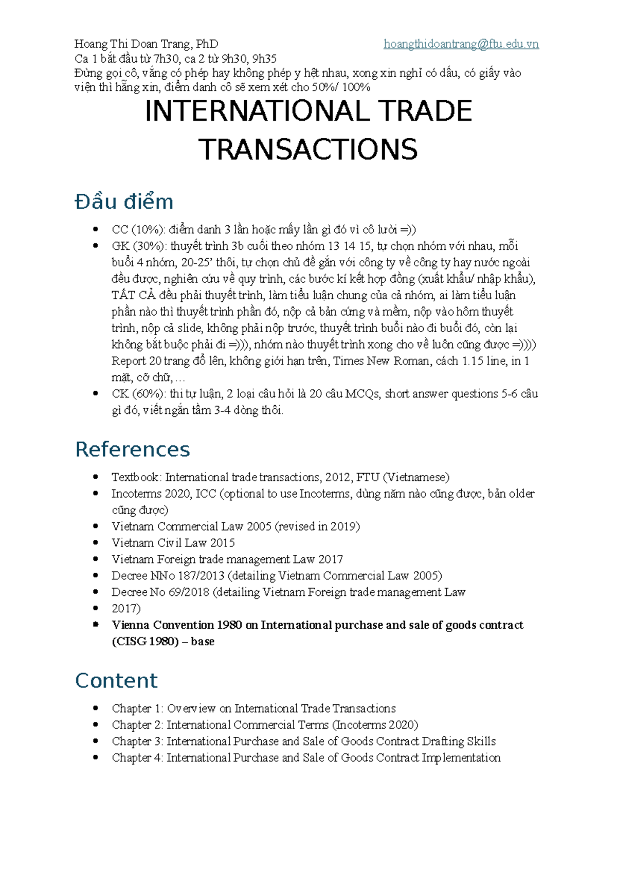 GDTMQT - International Trade Transactions Overview and Guidelines - Studocu