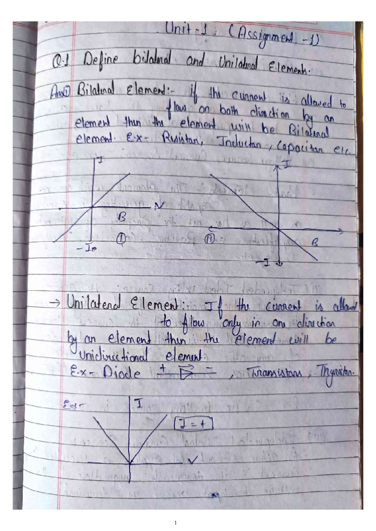 Electrical Assignment: Bilateral & Unilateral Elements Analysis - Studocu