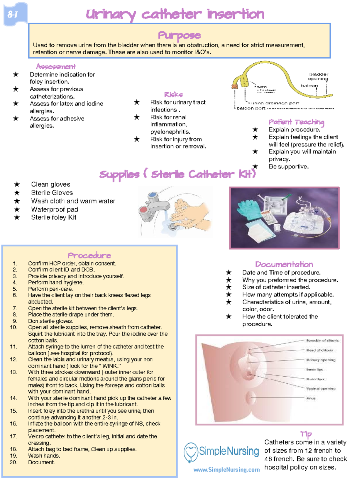 Urinary Catheter Insertion - Urinary catheter insertion Purpose Used to ...