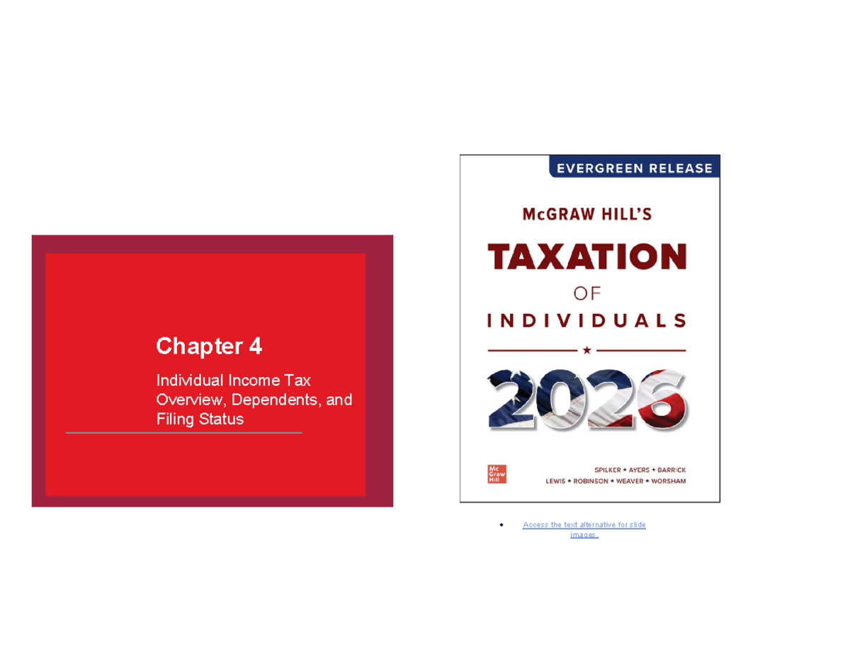 Chapter 4: Individual Income Tax Formula & Filing Status Overview - Studocu