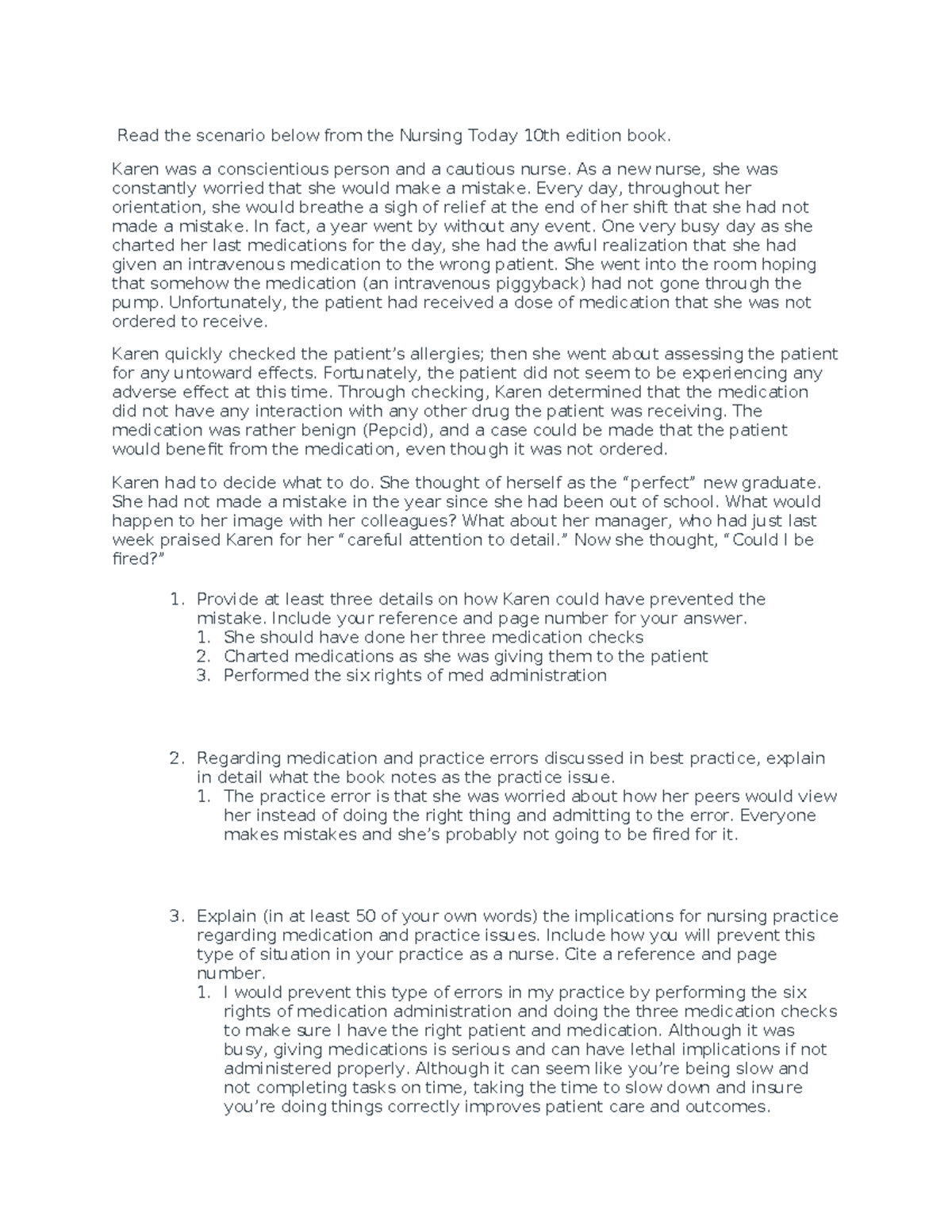 NUR 101 - Week 9: Medication Error Case Study & Prevention Strategies ...